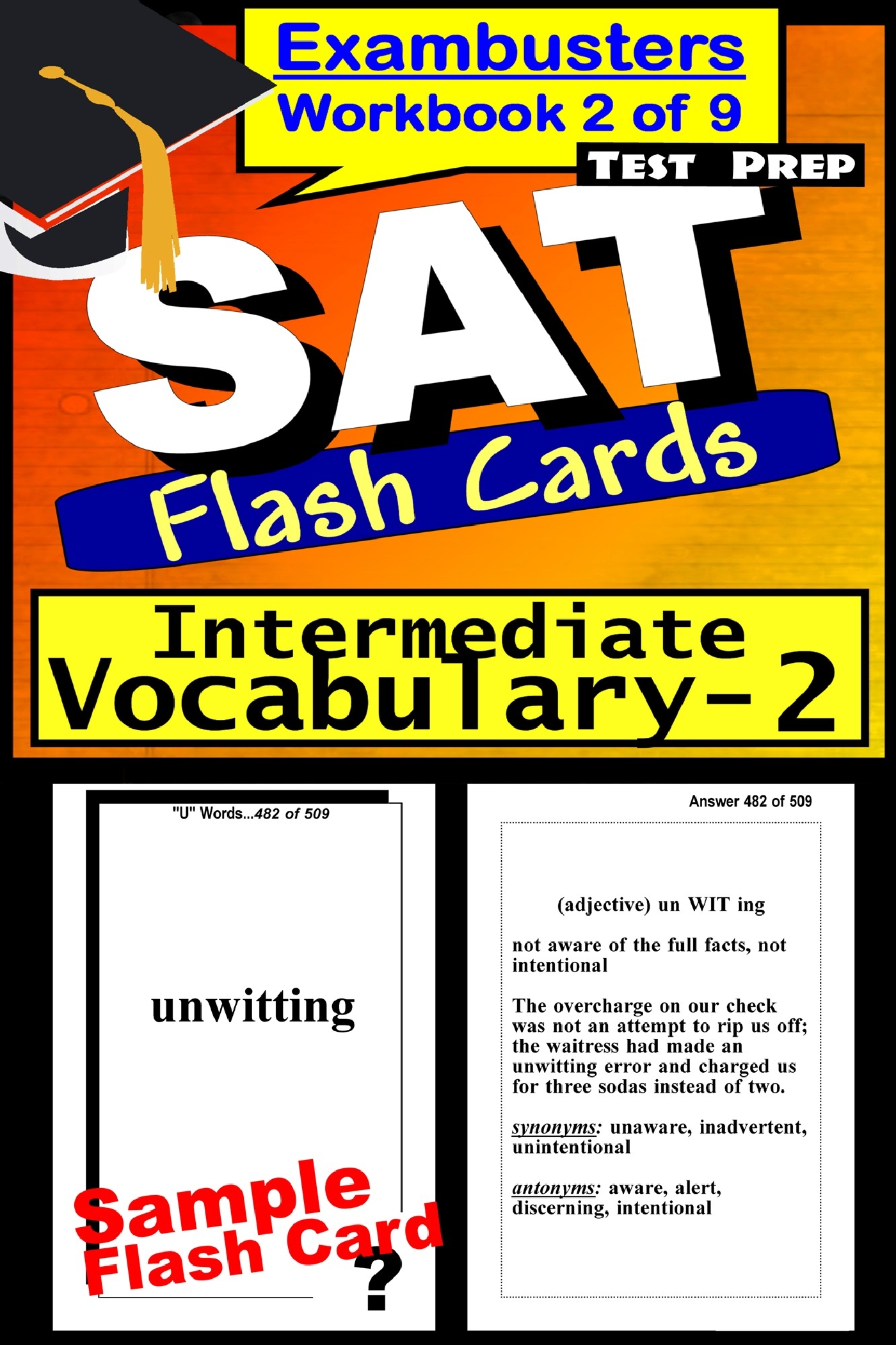 SAT Test Prep Intermediate Vocabulary 2 Review--Exambusters Flash Cards ...