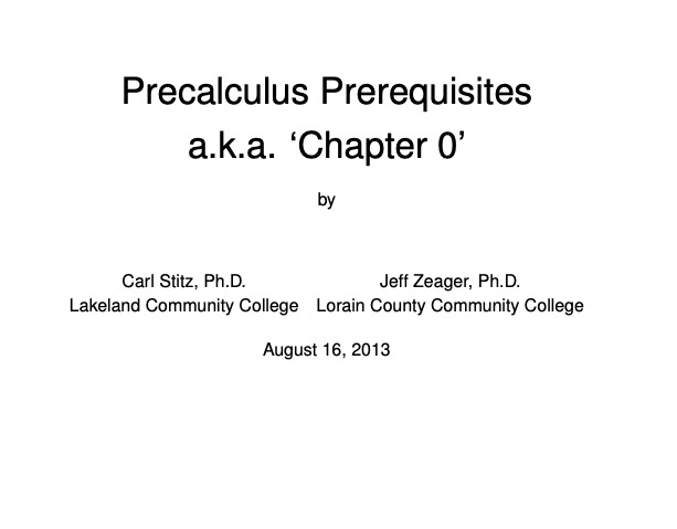 Precalculus Prerequisites a.k.a. ‘Chapter 0’